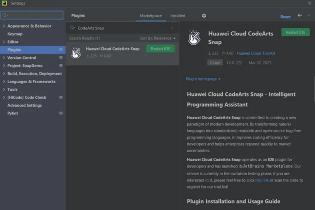 CodeArts Snap - 华为云推出的智能编码助手 - AI工具集